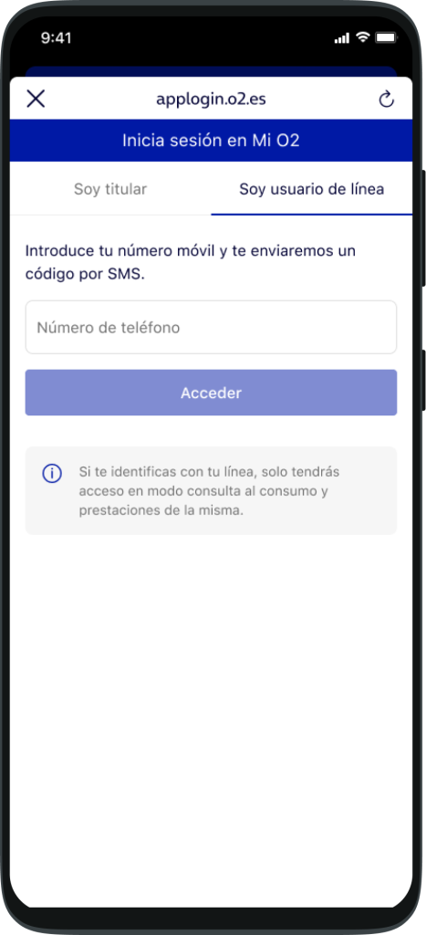 Acceso a la app sin ser el titular de mi línea | O2 Ayuda
