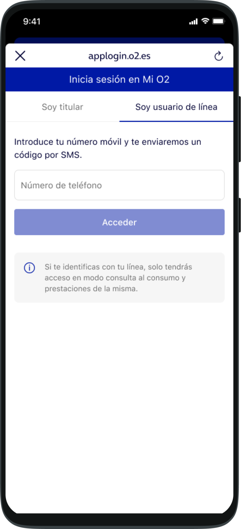 Acceso a la app sin ser el titular de mi línea | O2 Ayuda